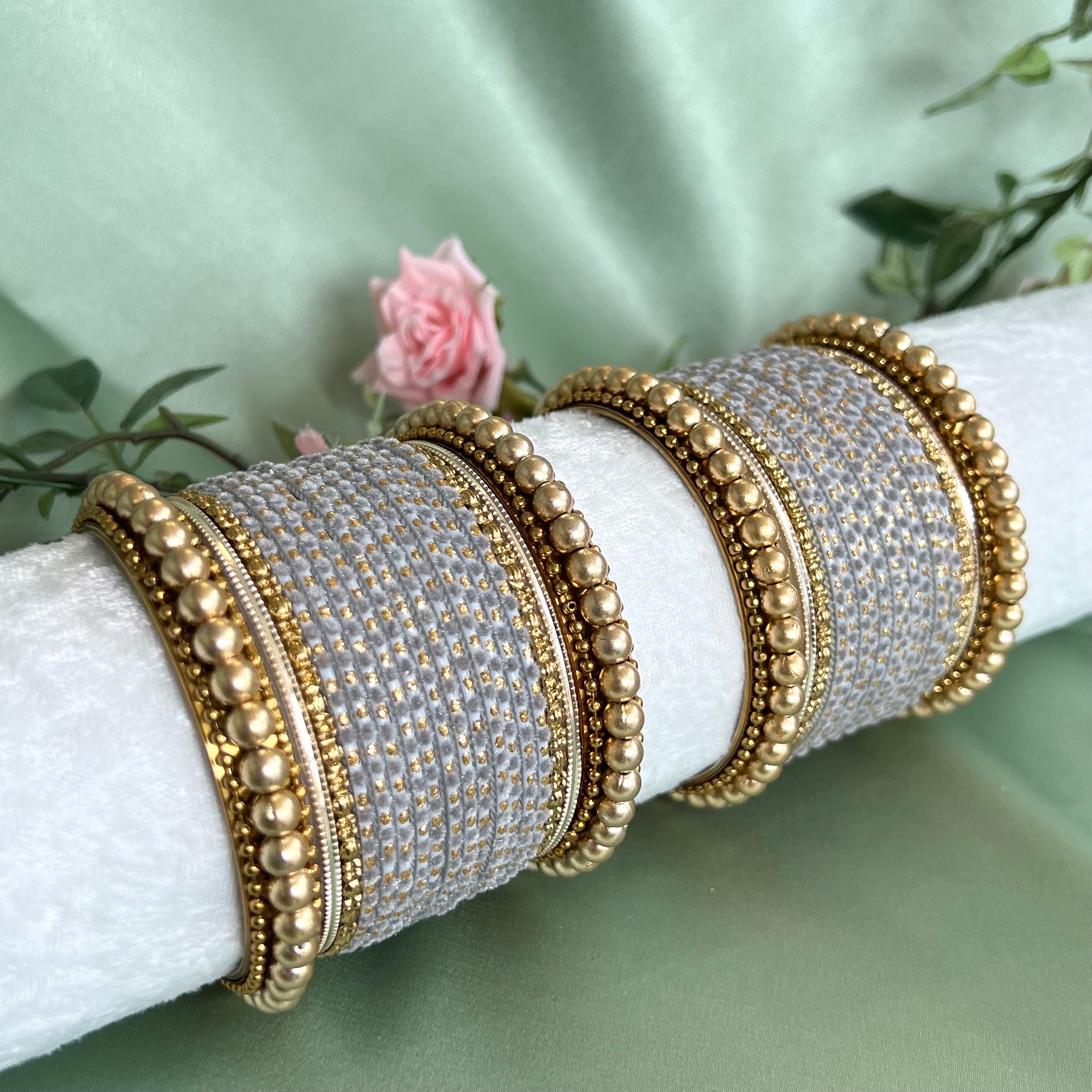 Small Grey Velvet Bangle Set/indian/ Pakistani/jewelley/ Fashion ...