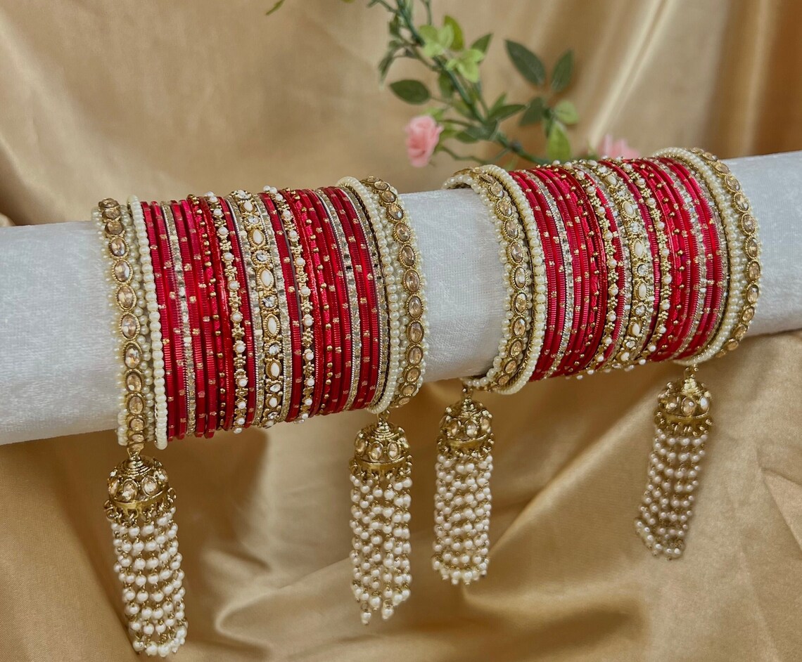 Red Luxury Bridal Bangle Set/indian/ Pakistani/jewelley/ Fashion ...