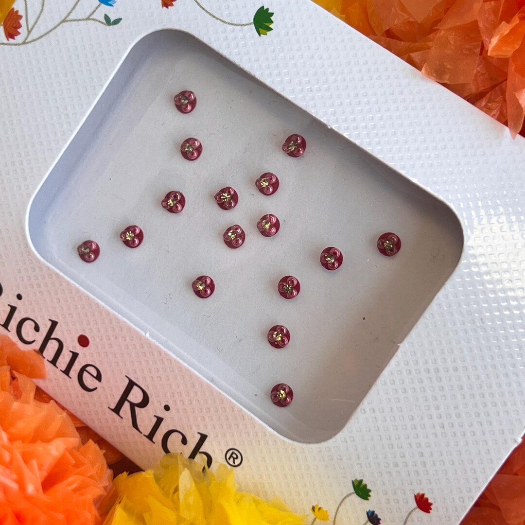 Hot Pink Small Crystal Round Bindi Pack /bindiya/ Chanlo/ Indian ...