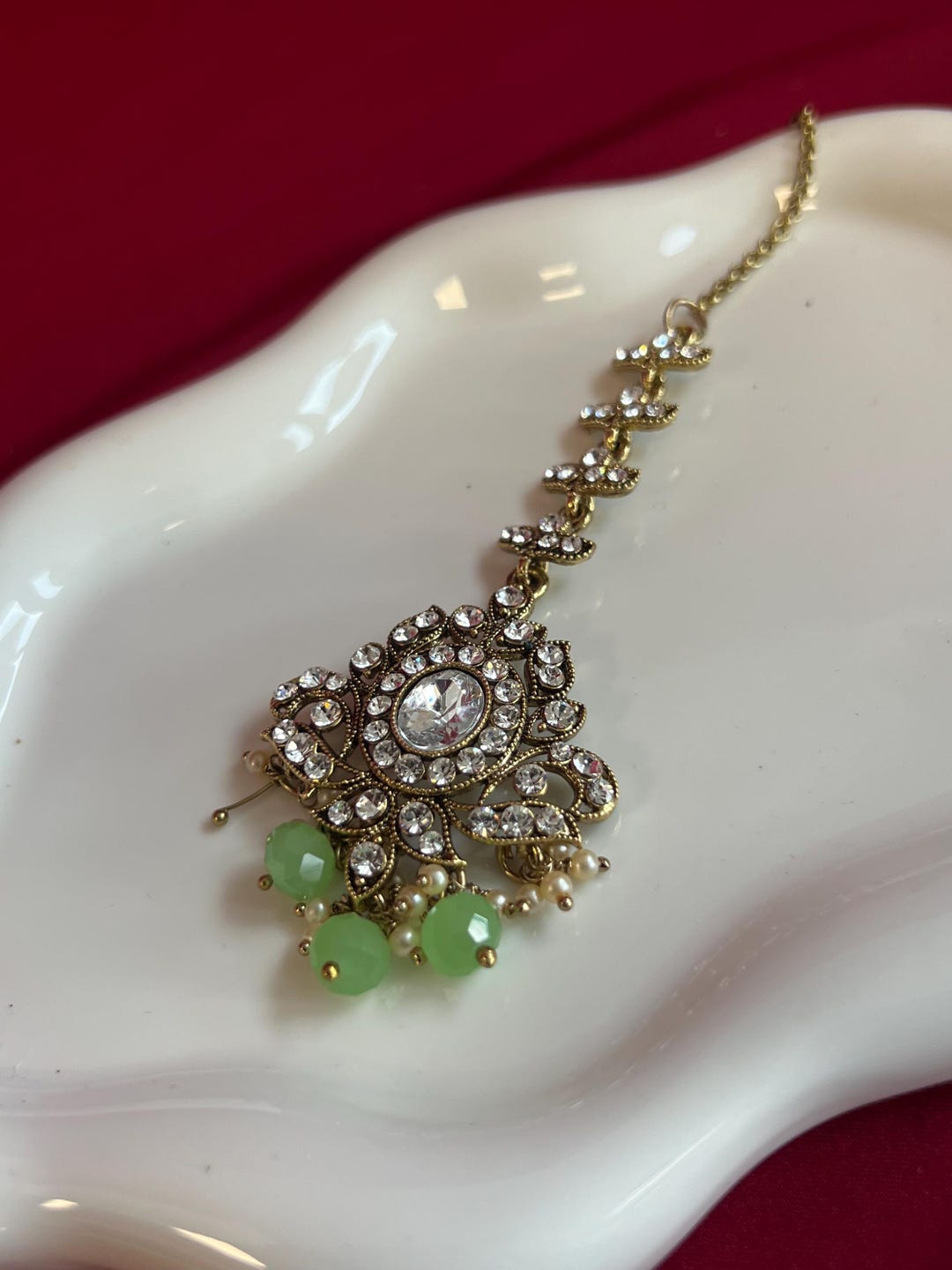 Mint Clear Stone Tikka Tikkli Sale - Etsy