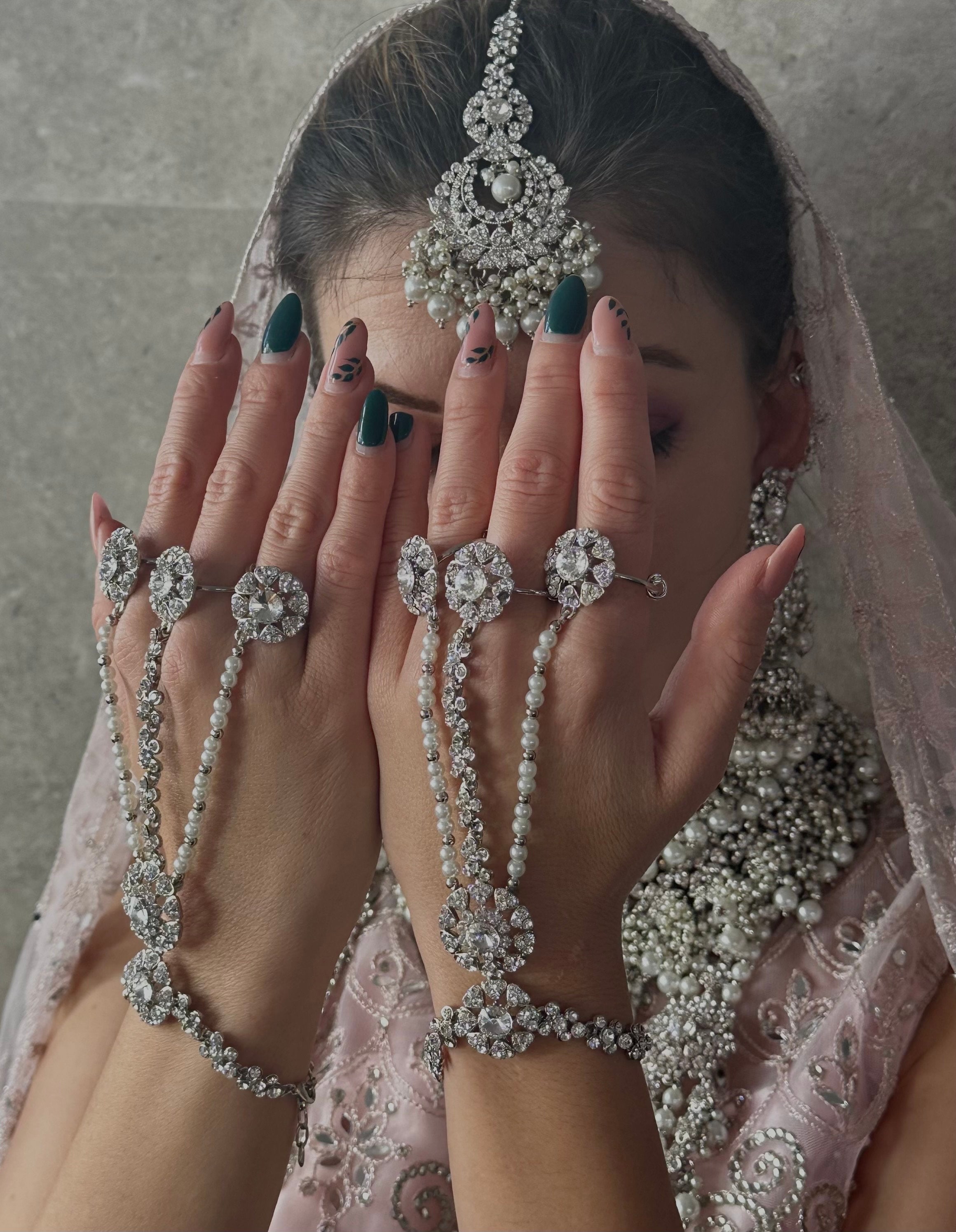 Silver Full Bridal Set Indian/ Pakistani Style/necklace/ Choker ...
