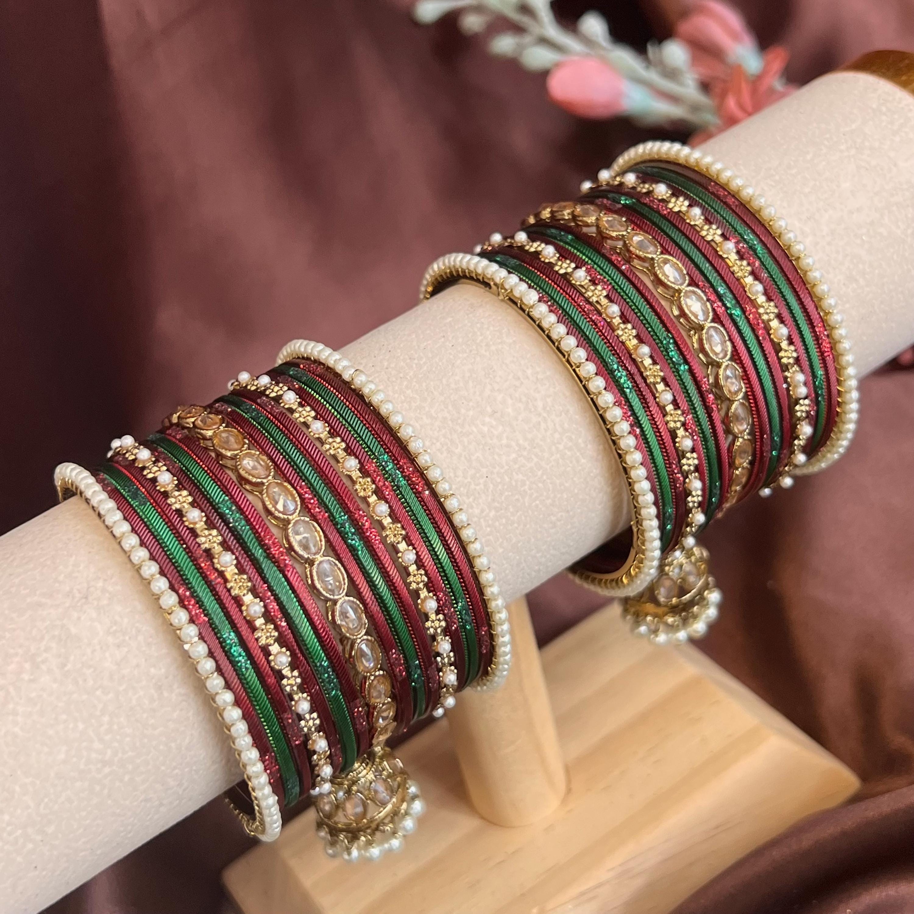 Small Jhumka Bangle Set Churi Indian Pakistani Desi Ethnic Tradtional ...