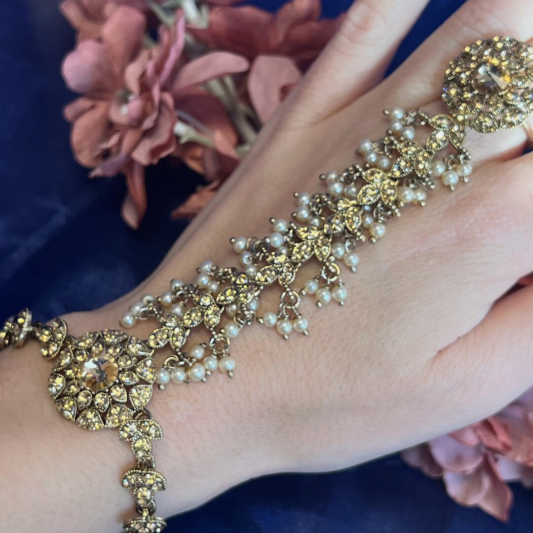 Golden Hand Harness - Single Piece/gold Ring Hand Harness/gold Hathpool ...