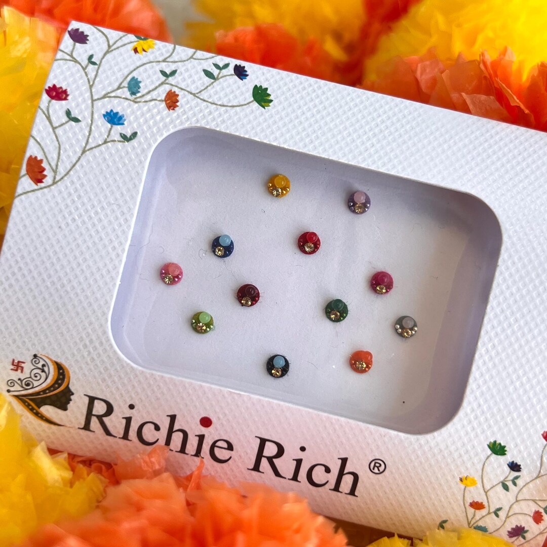 Small Multicolour Crystal Round Bindi Pack /bindiya/ Chanlo/ Indian ...