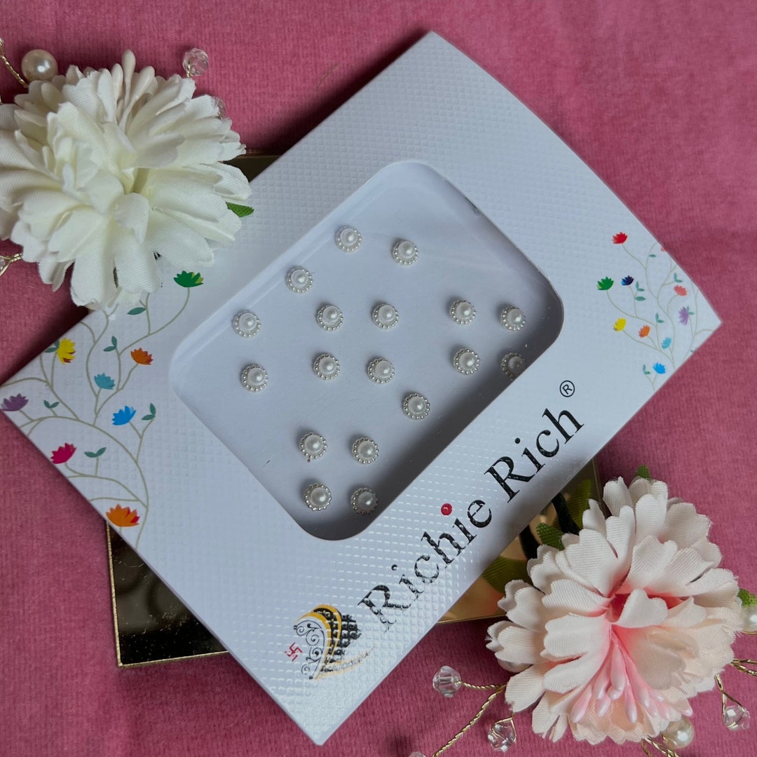 Silver Pearl Crystal Bindi Pack/ Bindiya/ Chanlo/ Indian Accessory ...