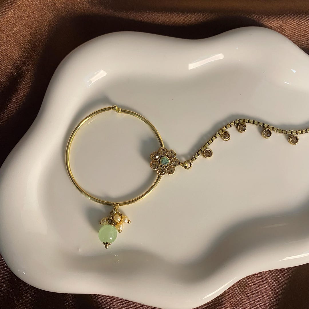 Gold and Mint Indian Slide Type Nose Ring - Left Side Only Fashion ...