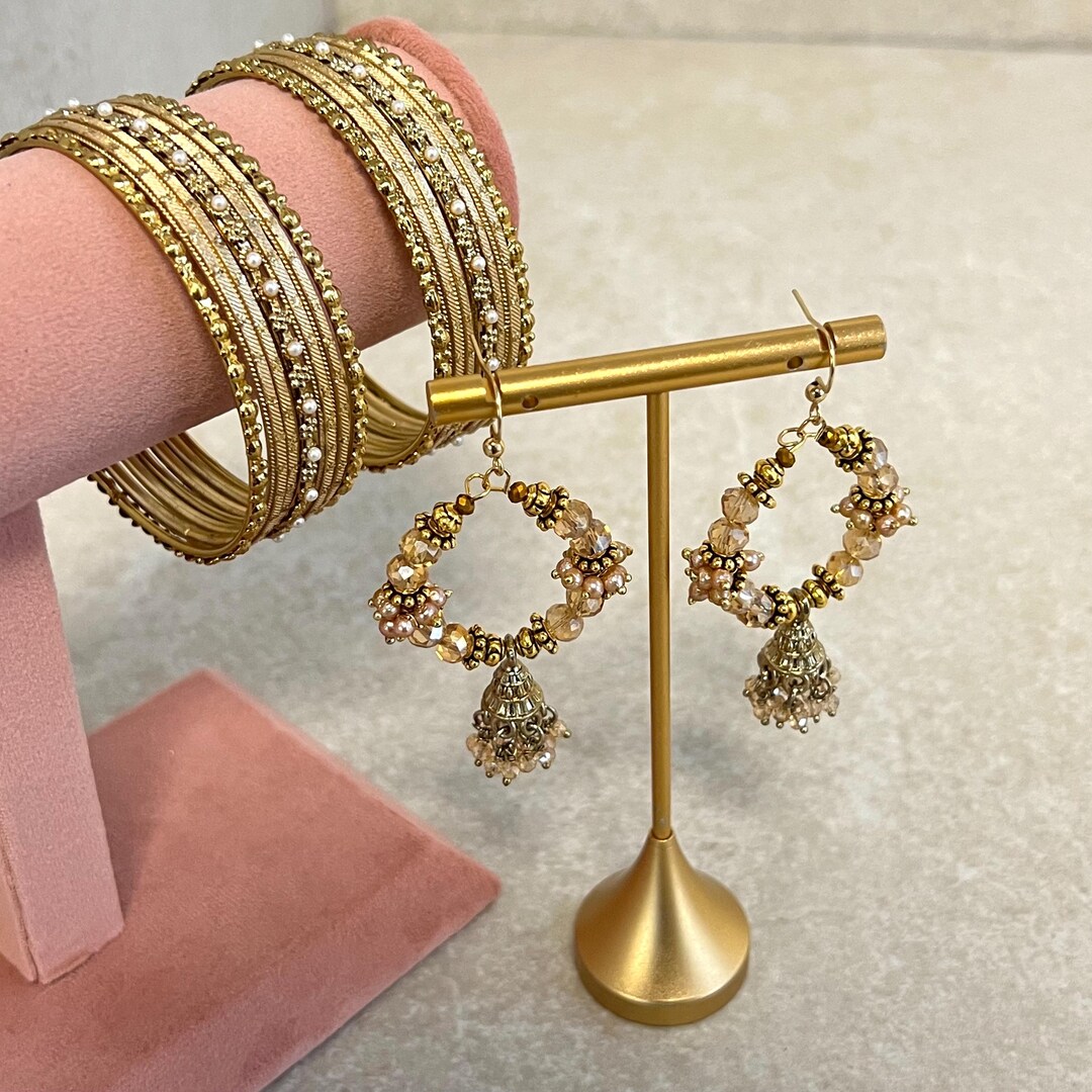 New Gift Box Jhumka Earring Hoop Small Gold Bangles Bridesmaids ...