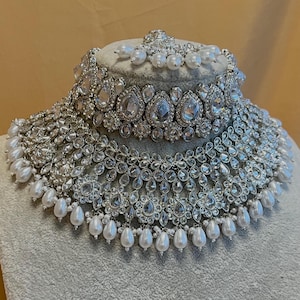 Silver Bridal Set Pearl Indian/ Pakistani Style With Jhumka Earring ...