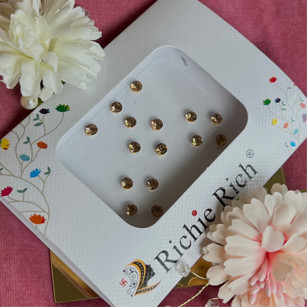 Gold Crystal Bindi Pack/ Bindiya/ Chanlo/ Indian Accessory/ Forehead ...