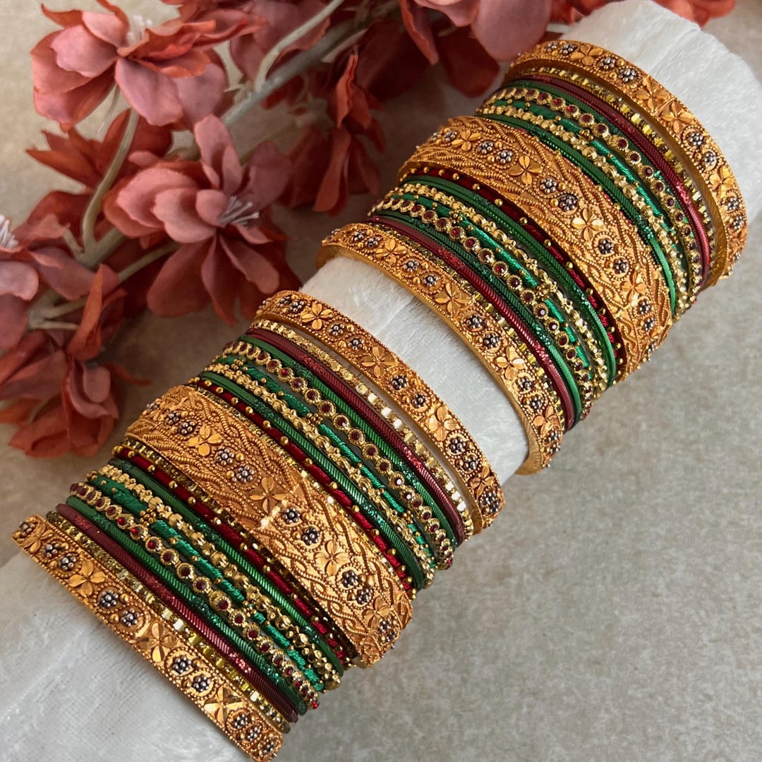 2.6 Bright Gold Green Maroon Pearl Desi Indian Pakistani Jewelry ...