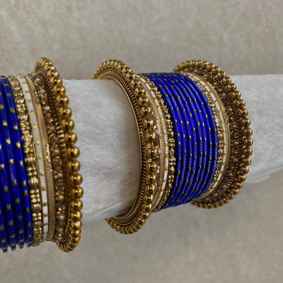 Small Navy Gold Bangle Set Indian Navy Bangles Golden Ball Churi Set ...