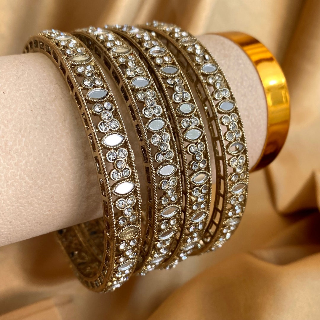 Light Gold Mirror Bangle X 4/indian/ Pakistani/jewelley/ Fashion ...