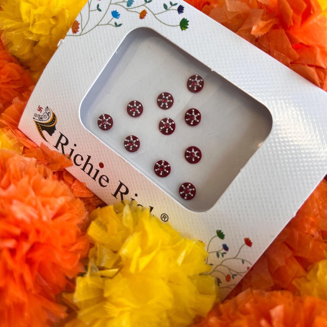 Maroon White Round Bindi Pack/ Bindiya/ Chanlo/ Indian Accessory ...