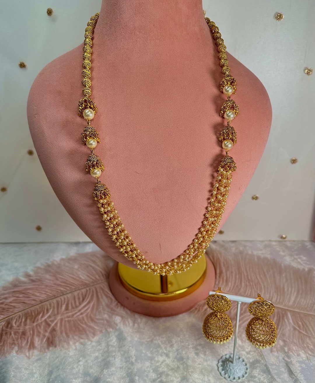 Long Bright Gold Necklace - Etsy