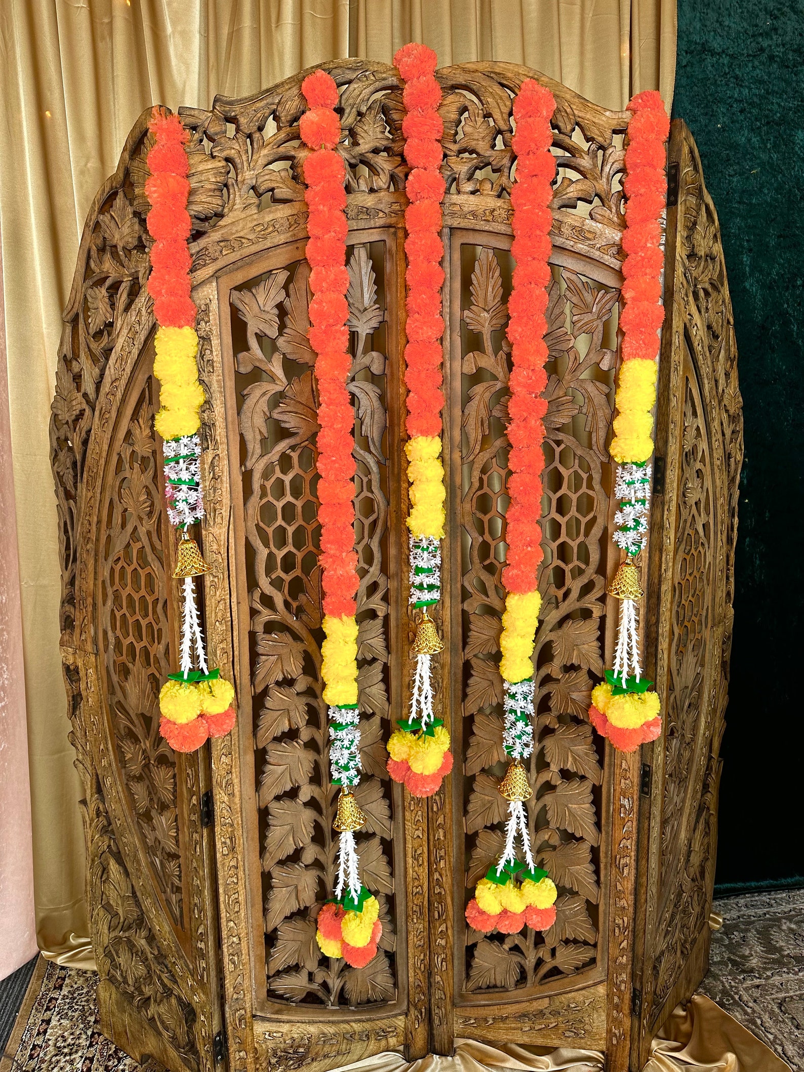 Flower Decor With Gold Bell Detail/ Unique Style/ Indian/ Pakistani ...