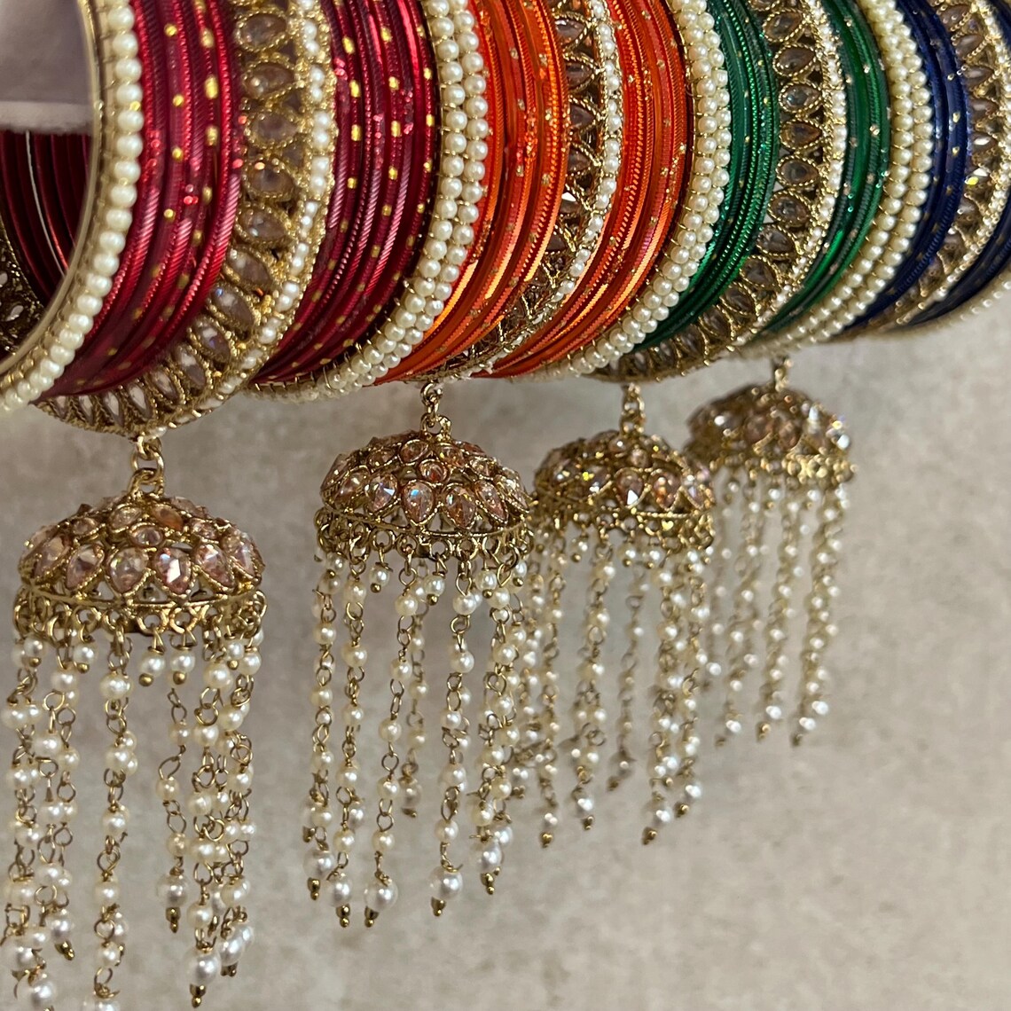2.6 Only Jhumka Antique Gold Bangle One Arm Bangles Customise Colour ...
