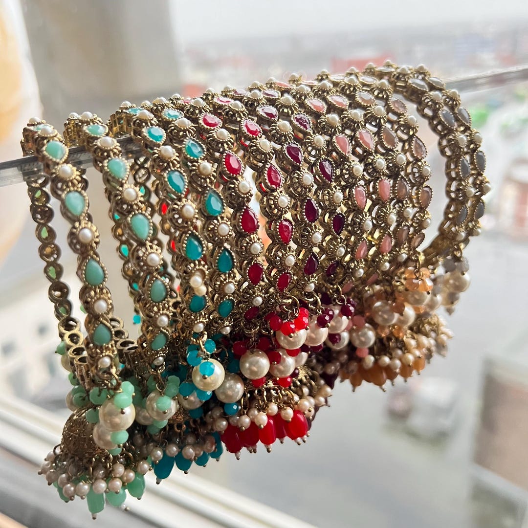 Jhumka Bangles (pair)/indian/ Pakistani/jewelley/ Fashion Bracelet ...