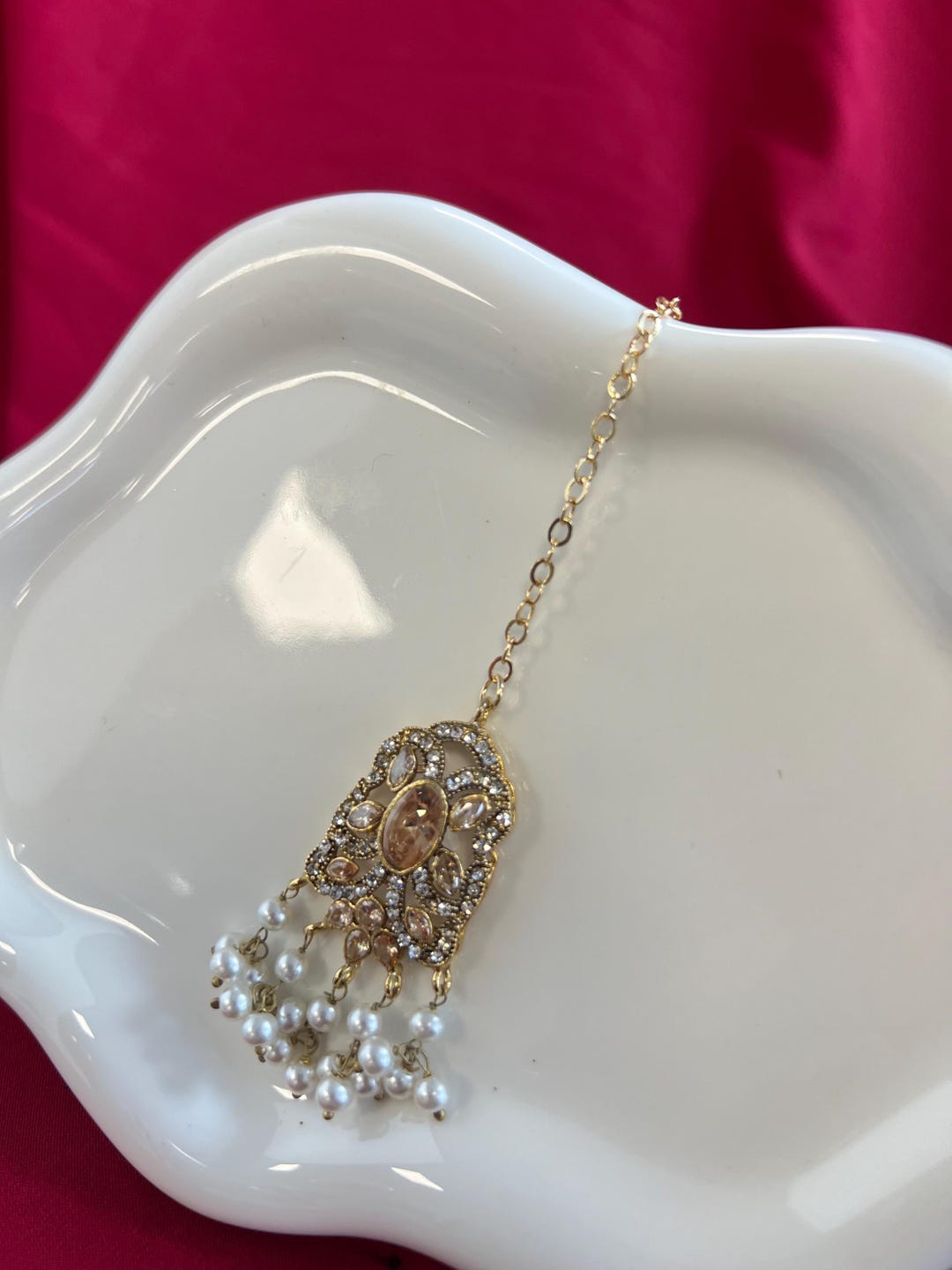 Small Light Weight Bright Gold Peach Clear Tikka on Sale Final ...