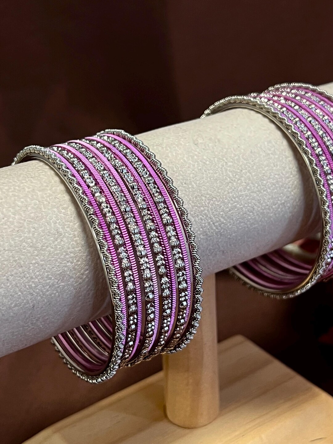 Slightly Imperfect Silver Pink Mini Bangle Set 2.10 Only Clearance Sale ...