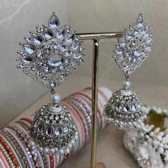 Silver Medium Jhumka Earrings Fashion Jewellery Gift for Women Etsy