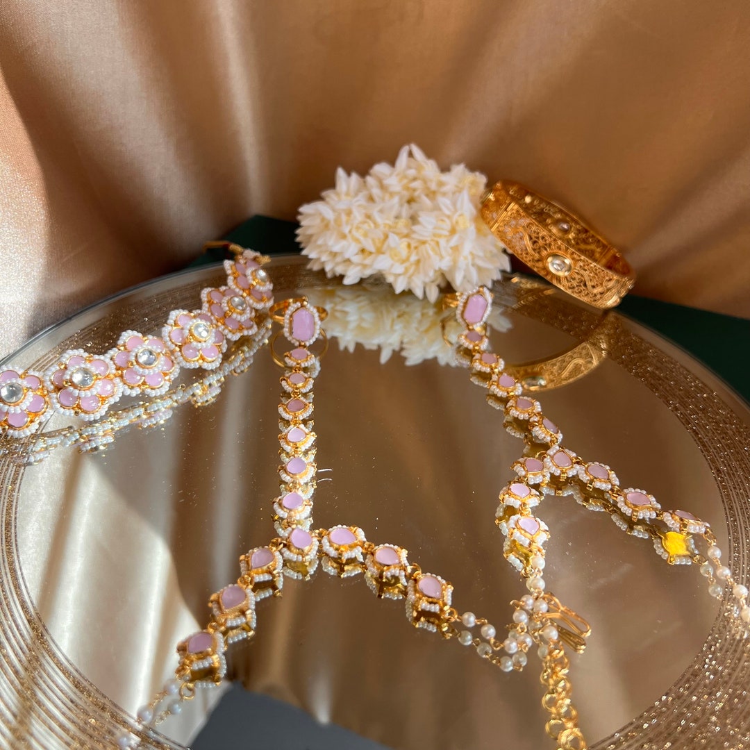 Pink Faux Kundan Hand Harness Single/ Fashion Jewellery/ Gift for Women ...