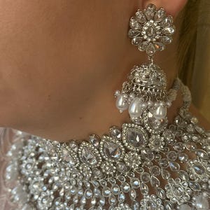Silver Bridal Set Pearl Indian/ Pakistani Style With Jhumka Earring ...