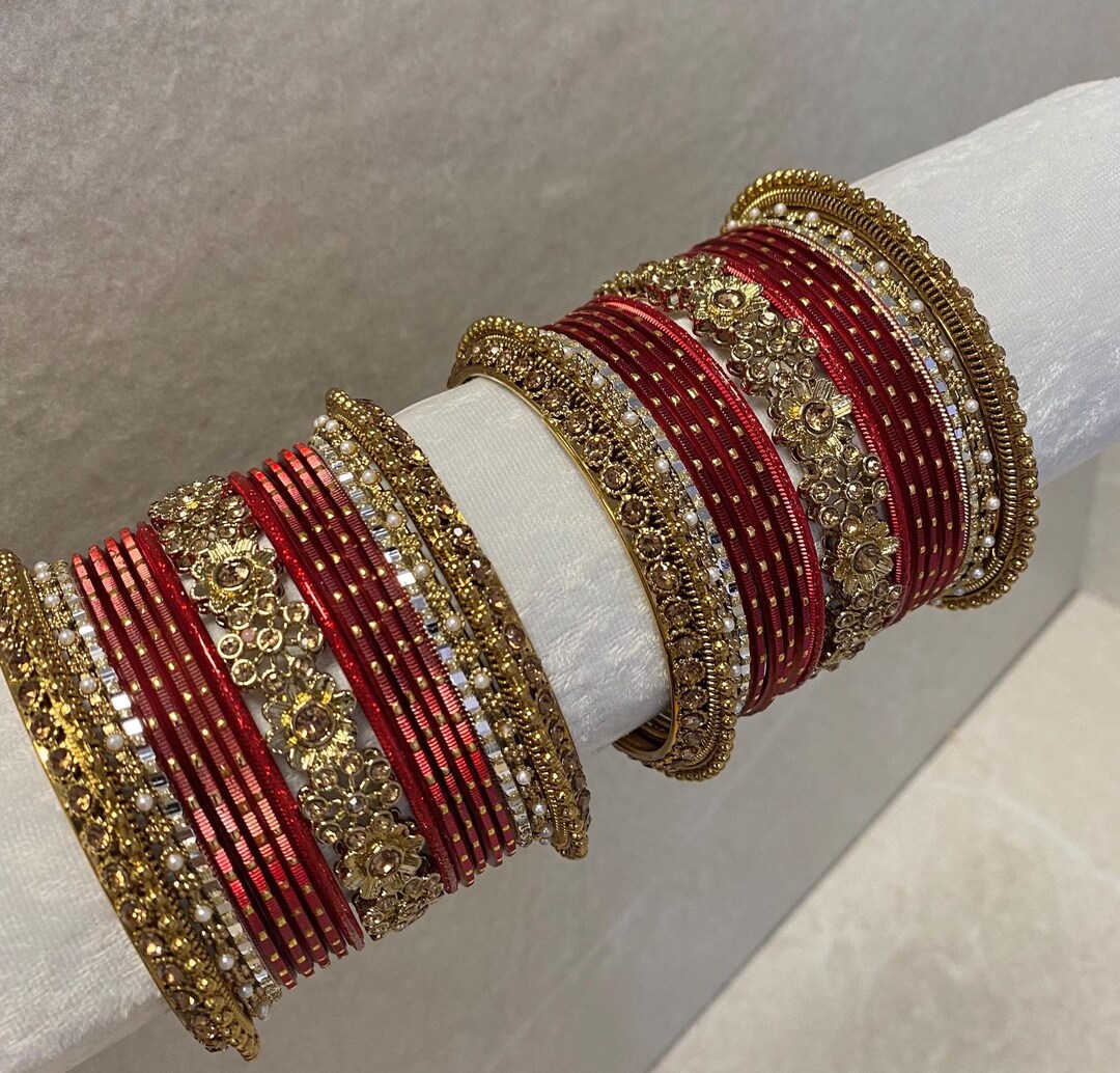 Midi Maroon Bangle Set Both Arms 2.10 Only/pakistani/jewelley/ Fashion ...
