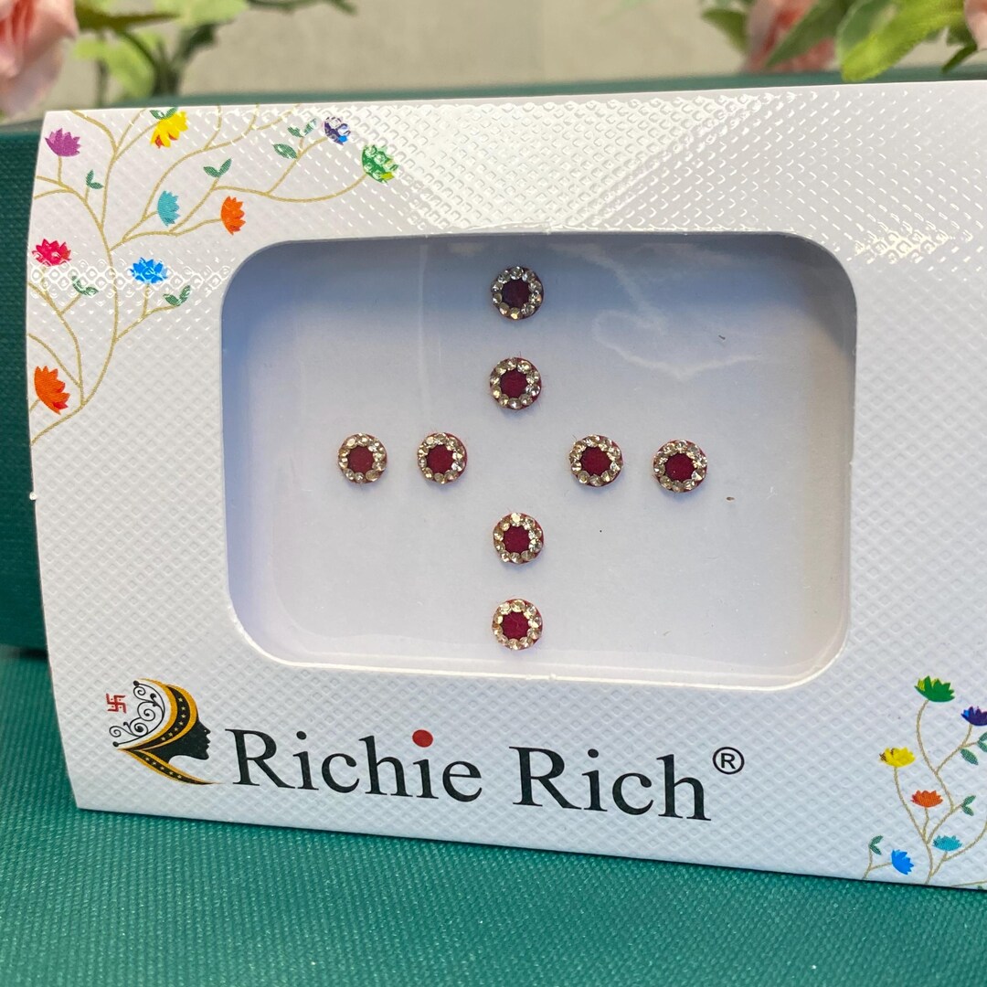 Maroon Crystal Round Bindi Pack/ Bindiya/ Chanlo/ Indian Accessory ...