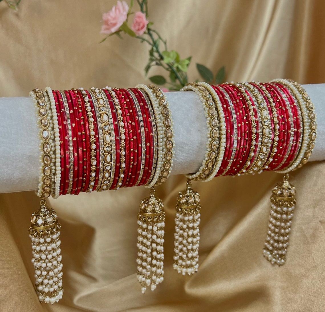 Red Luxury Bridal Bangle Set/indian/ Pakistani/jewelley/ Fashion ...