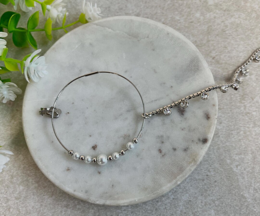 Silver Crystal Nose Ring: Left Side Indian Nath - Etsy