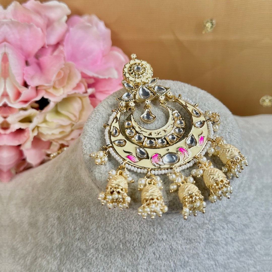 Meenakari/faux Kundan Large Tikka - Cream/ Tikli/ Indian/ Pakistani ...