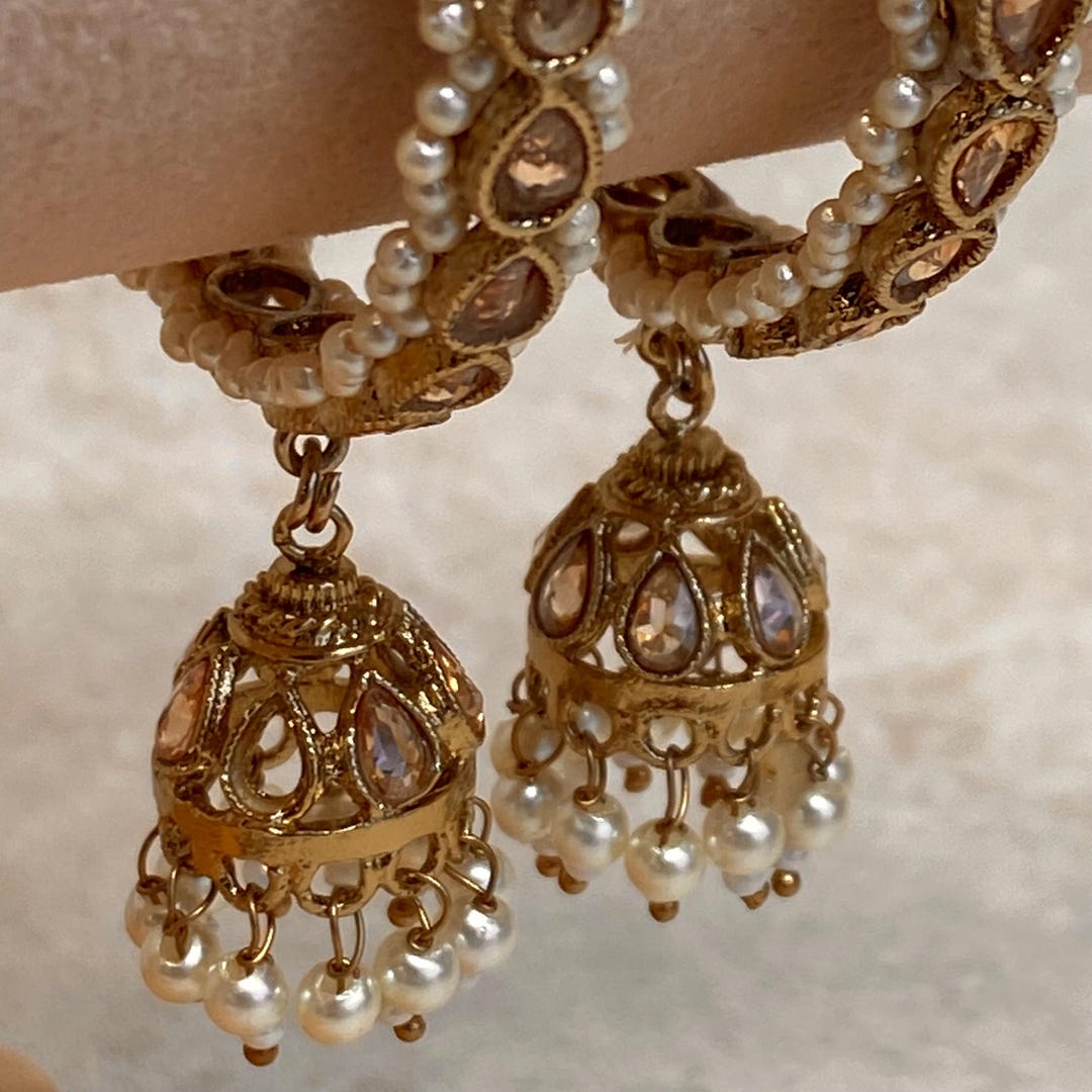Champagne Jhumka Bangles (pair)/indian/ Pakistani/jewelley/ Fashion ...