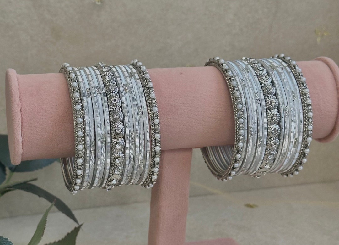 Mini Silver Bangle Set/indian/ Pakistani/jewelley/ Fashion Bracelet - Etsy