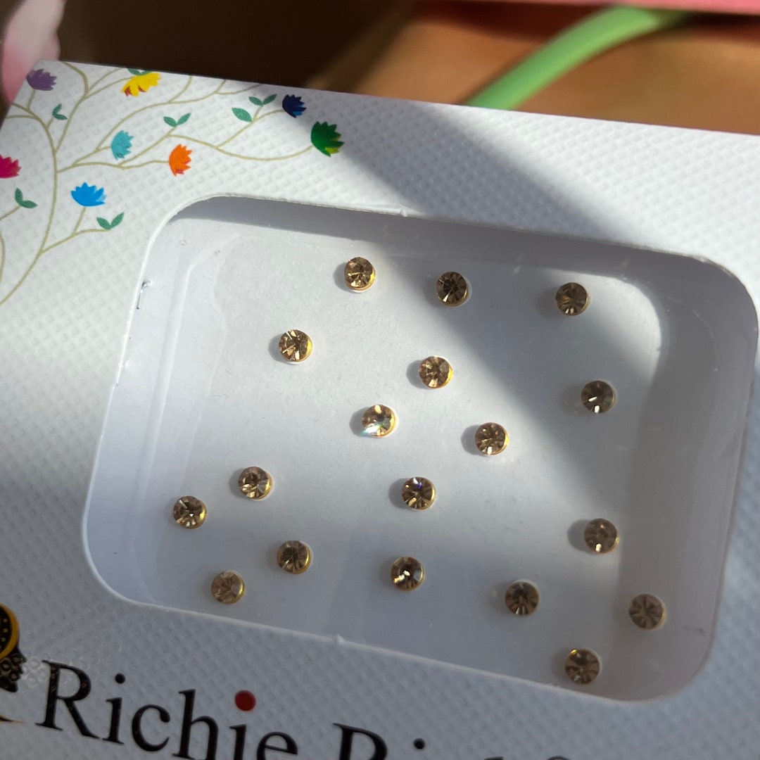 2 PACK Golden Crystal Bindi Pack /bindiya/ Chanlo/ Indian Accessory ...