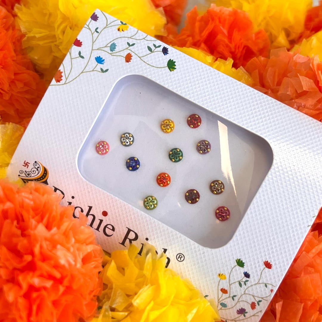 Small Multicolour Crystal Round Bindi Pack /bindiya/ Chanlo/ Indian ...