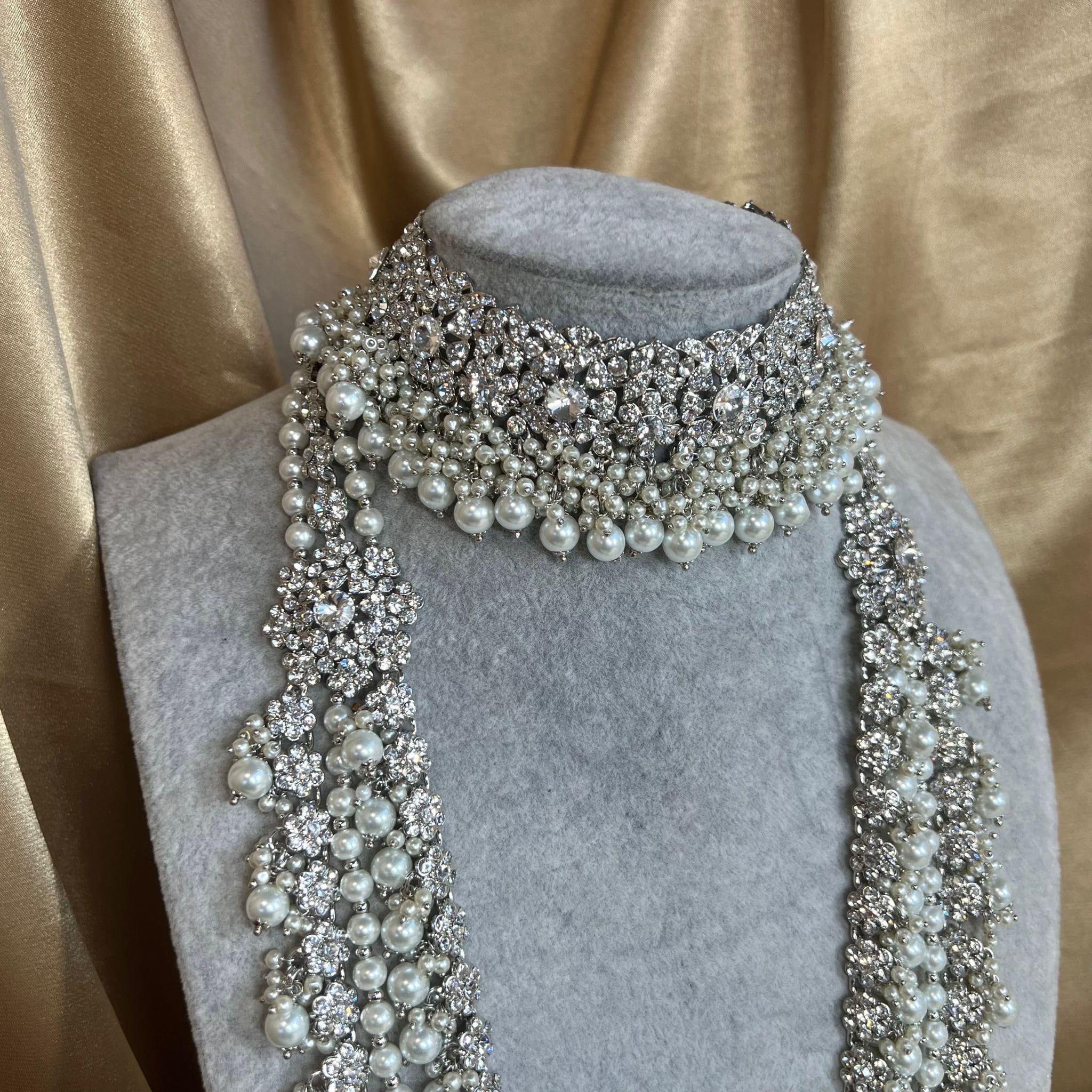 Silver Full Bridal Set Indian/ Pakistani Style/necklace/ Choker ...