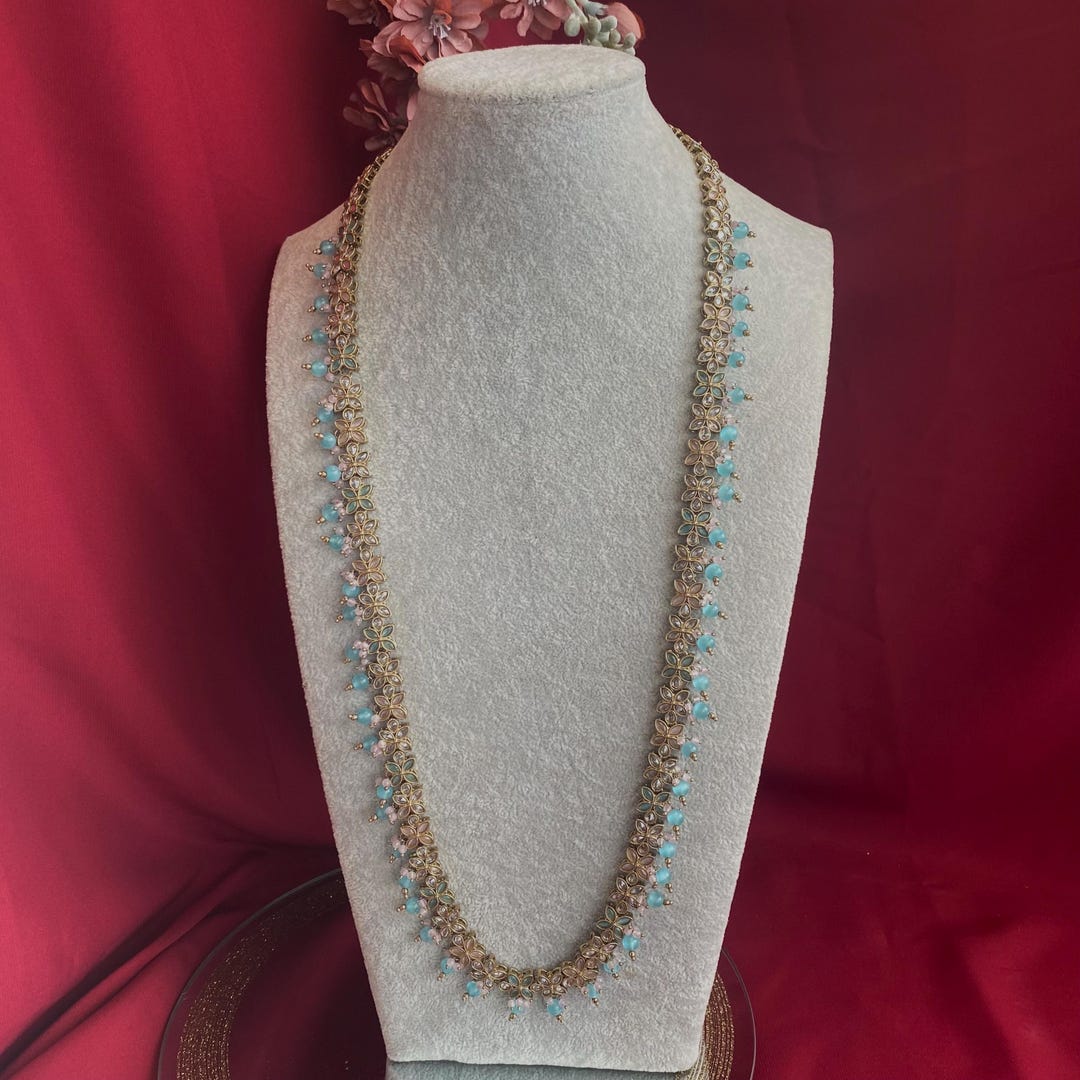 Pastel Long Mala Pastel Long Haar Blue Mala Pink Mala Indian Jewellery ...