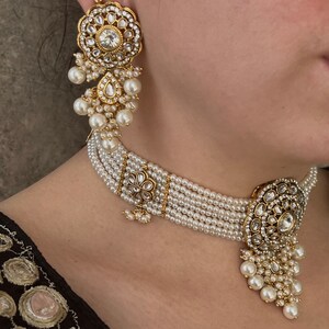 Faux Kundan Clear Pearl Choker Set Earring/ Tikka/ Tikli/ Indian ...