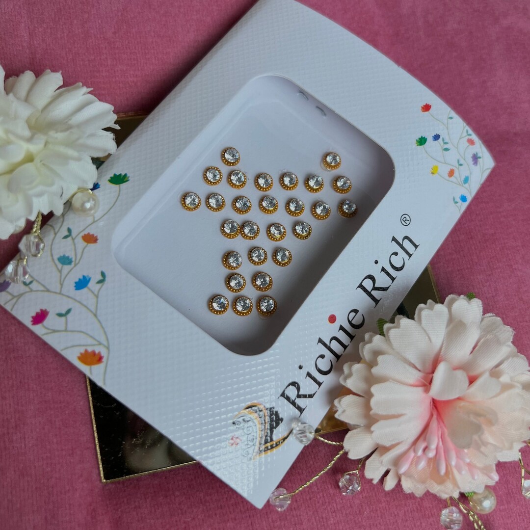 Bright Gold Crystal Bindi Pack /bindiya/ Chanlo/ Indian Accessory ...