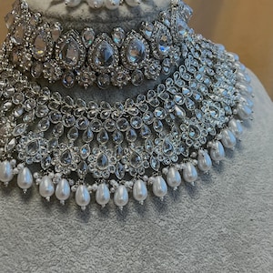 Silver Bridal Set - Pearl Indian/ Pakistani Style With Jhumka Earring ...