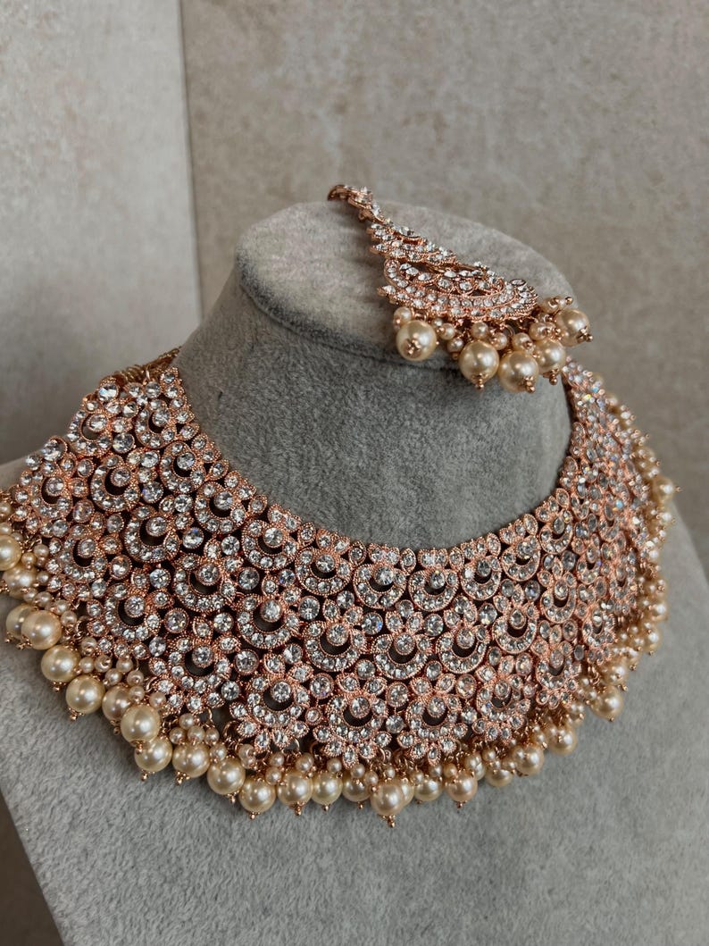 Rose Gold Bridal Set - Indian/ Pakistani Style With Jhumka Earring ...