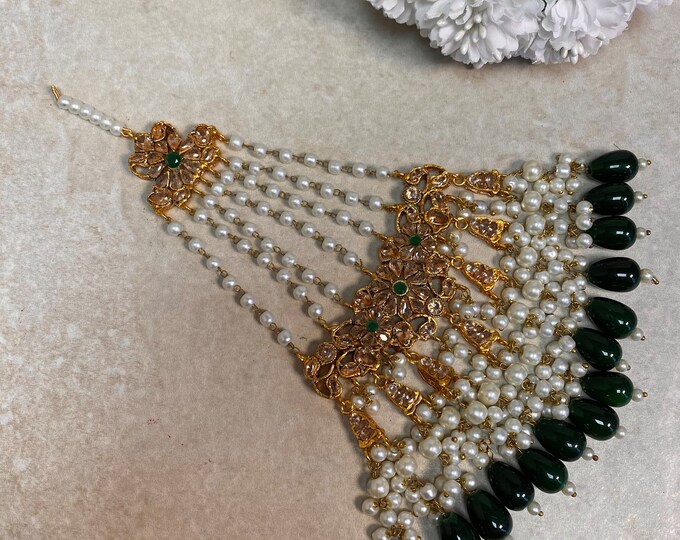 Extra Large Jhumar/green/gold Plated/green Bead/champagne Zircon ...