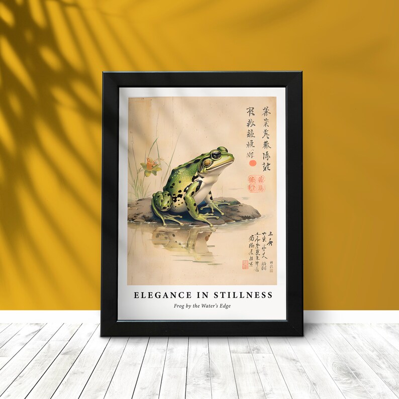 Elegance in Stillness, Frog by the Water's Edge, Wall Art, Home Decor ...