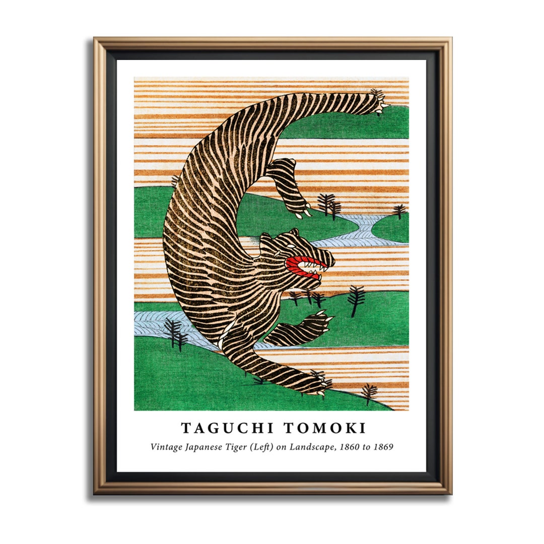 Taguchi Tomoki Vintage Japanese Tiger on Landscape, Classic Art Print ...