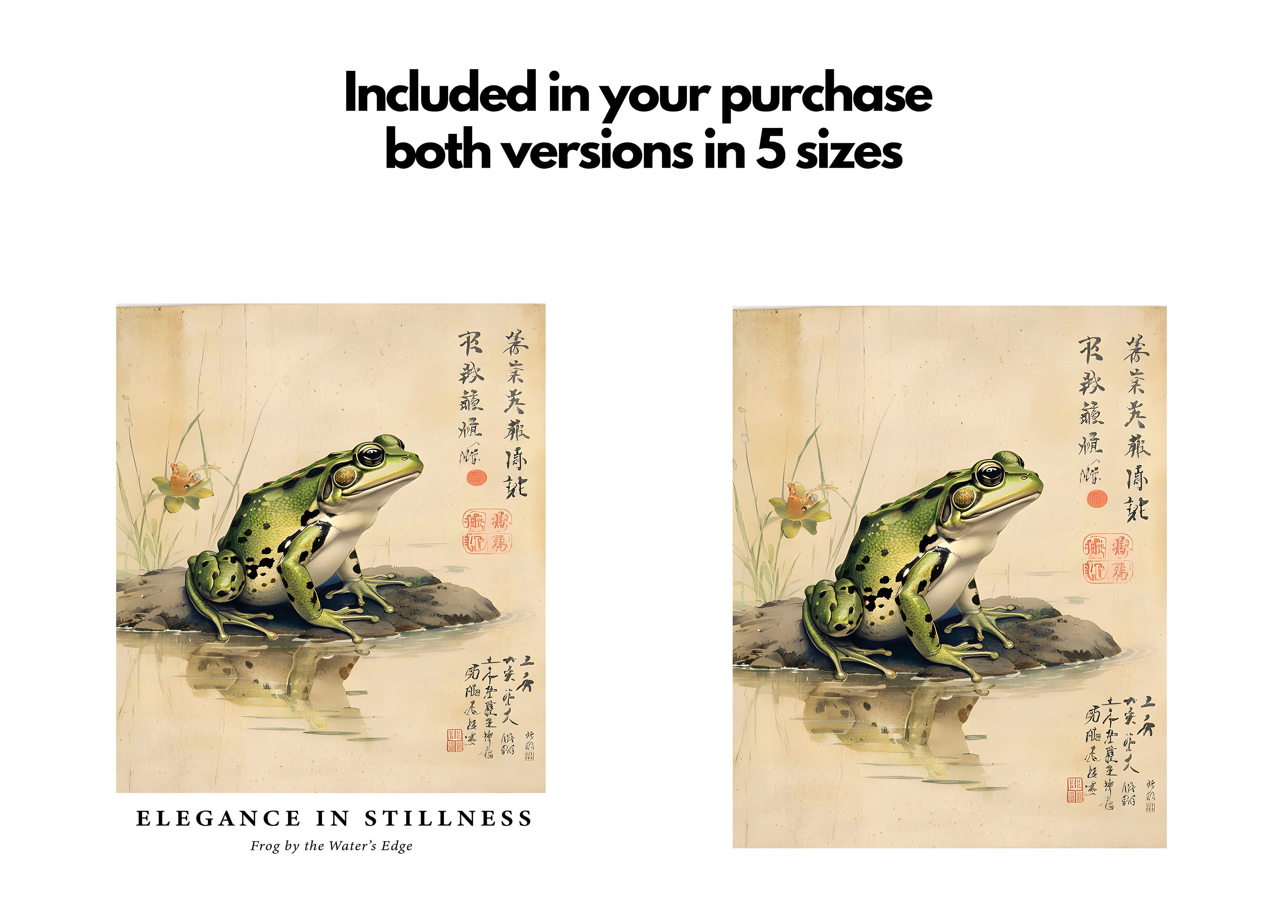 Elegance in Stillness, Frog by the Water's Edge, Wall Art, Home Decor ...
