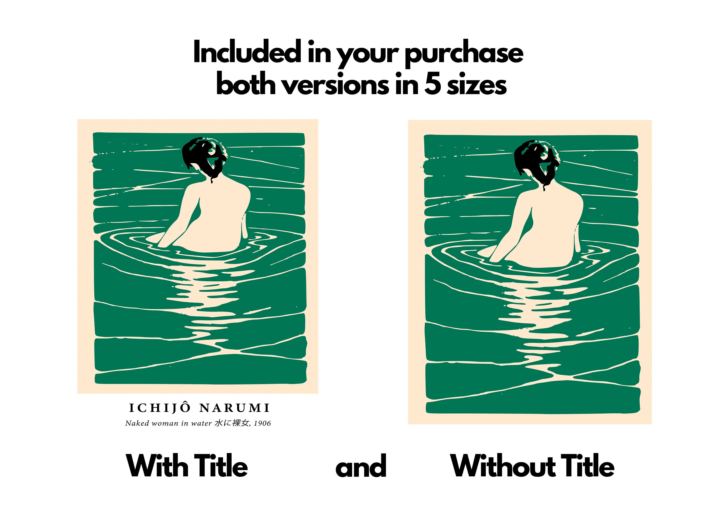 Ichijo Narumi Naked Woman in Water, Edo Japanese Poster, Wall Art, Home Decor, Ukiyo-e Art Print ...