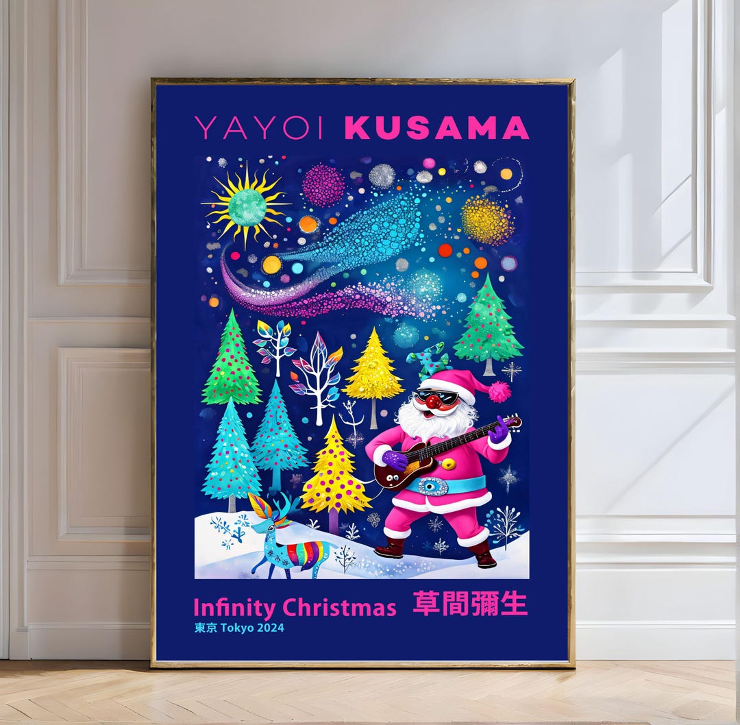 Yayoi Kusama Print-infinity Christmas Santa With Guitar Wonderland ...