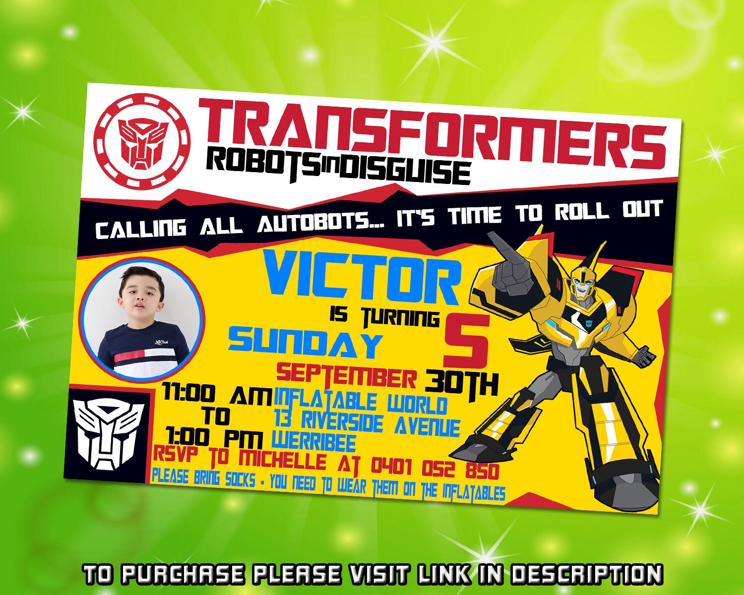 Editable Transformers Birthday Invitation, RESCUE BOTS Birthday ...