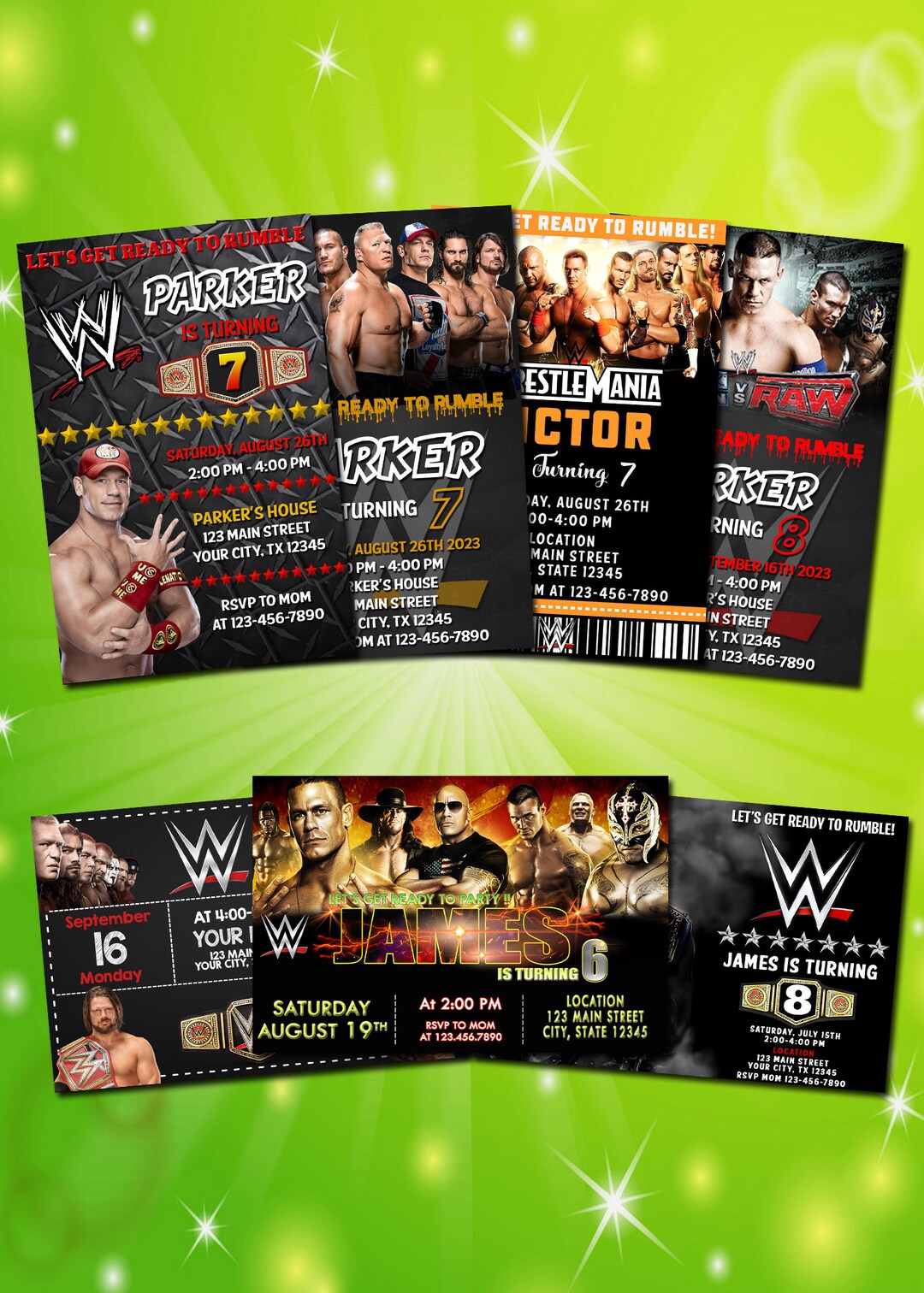Personalize Wrestling Birthday Invitation, Editable Wrestling ...