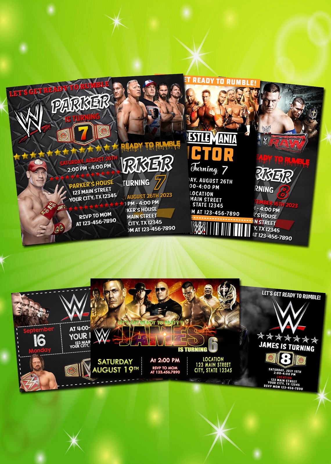Personalize Wrestling Birthday Invitation, Editable Wrestling ...